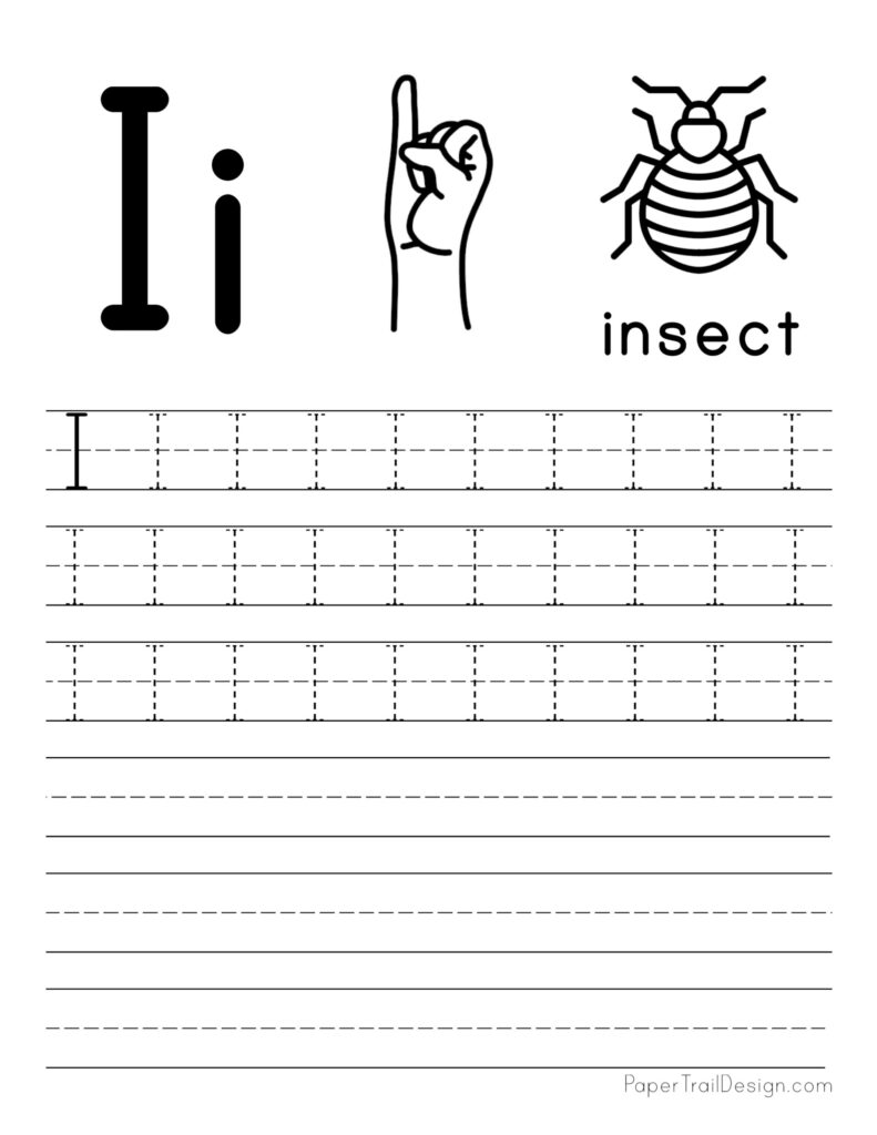 Letter I Tracing Worksheet Printable - Letter Tracing Worksheets