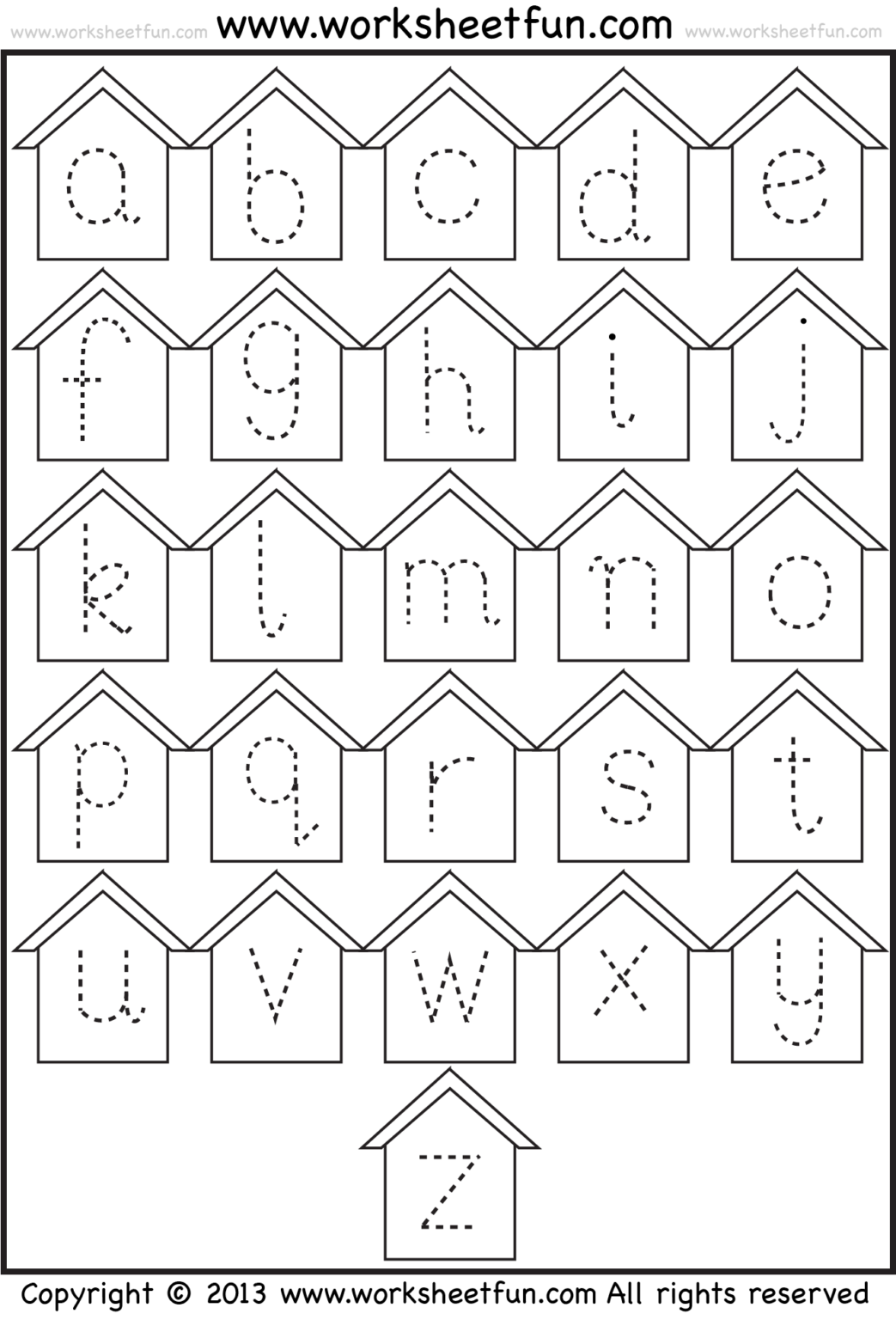 Small Letter Tracing Lowercase Worksheet Birdhouse FREE Printable 