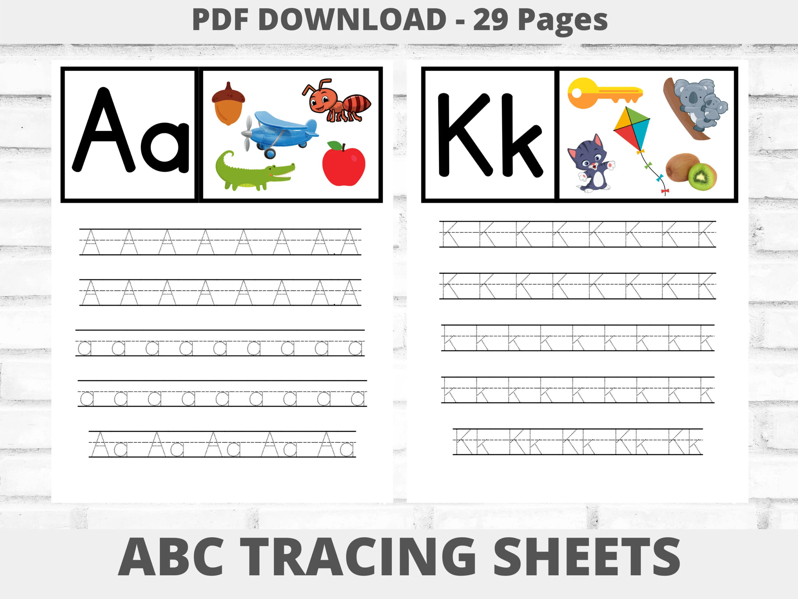 Alphabet Tracing Worksheets With Uppercase Letters And Lowercase ...