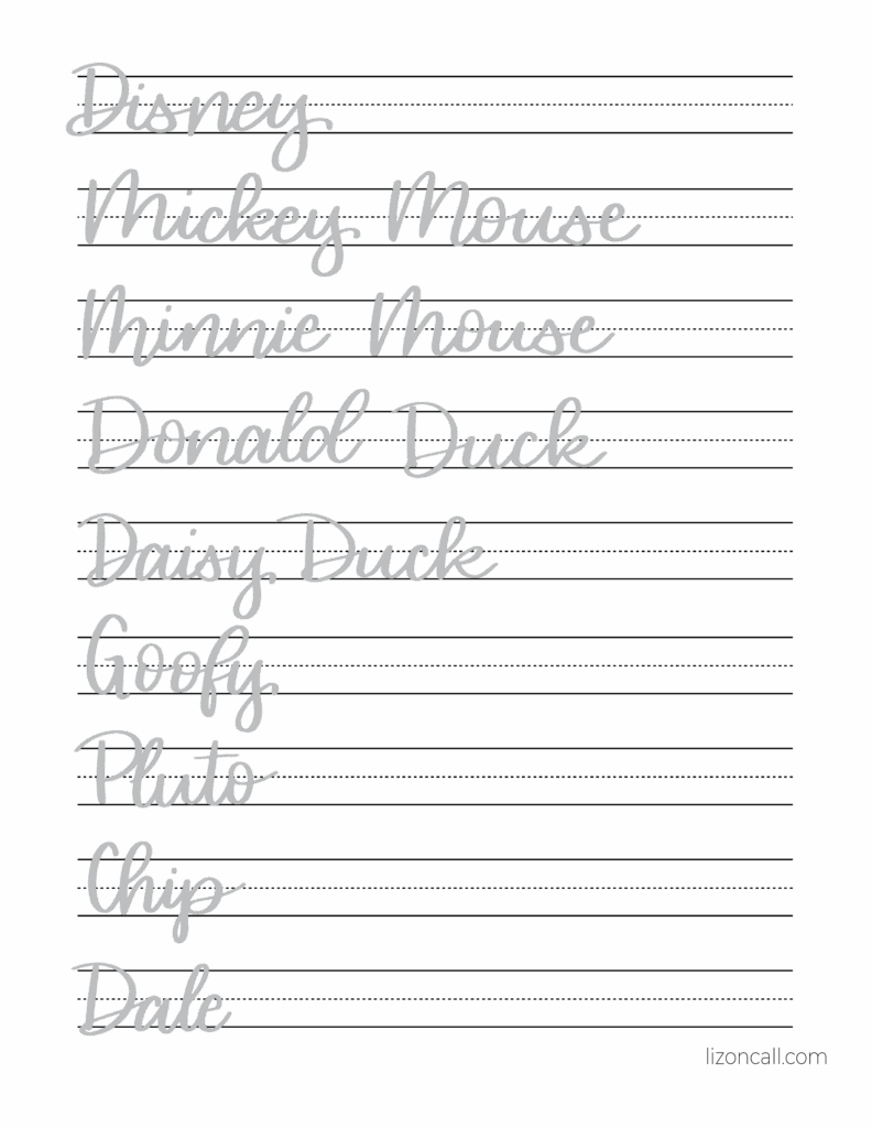 Disney Lettering Practice Sheets - Letter Tracing Worksheets